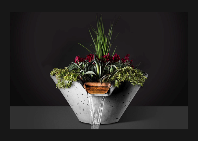 Slick Rock Concrete Cascade Conical Planter and Water Bowl